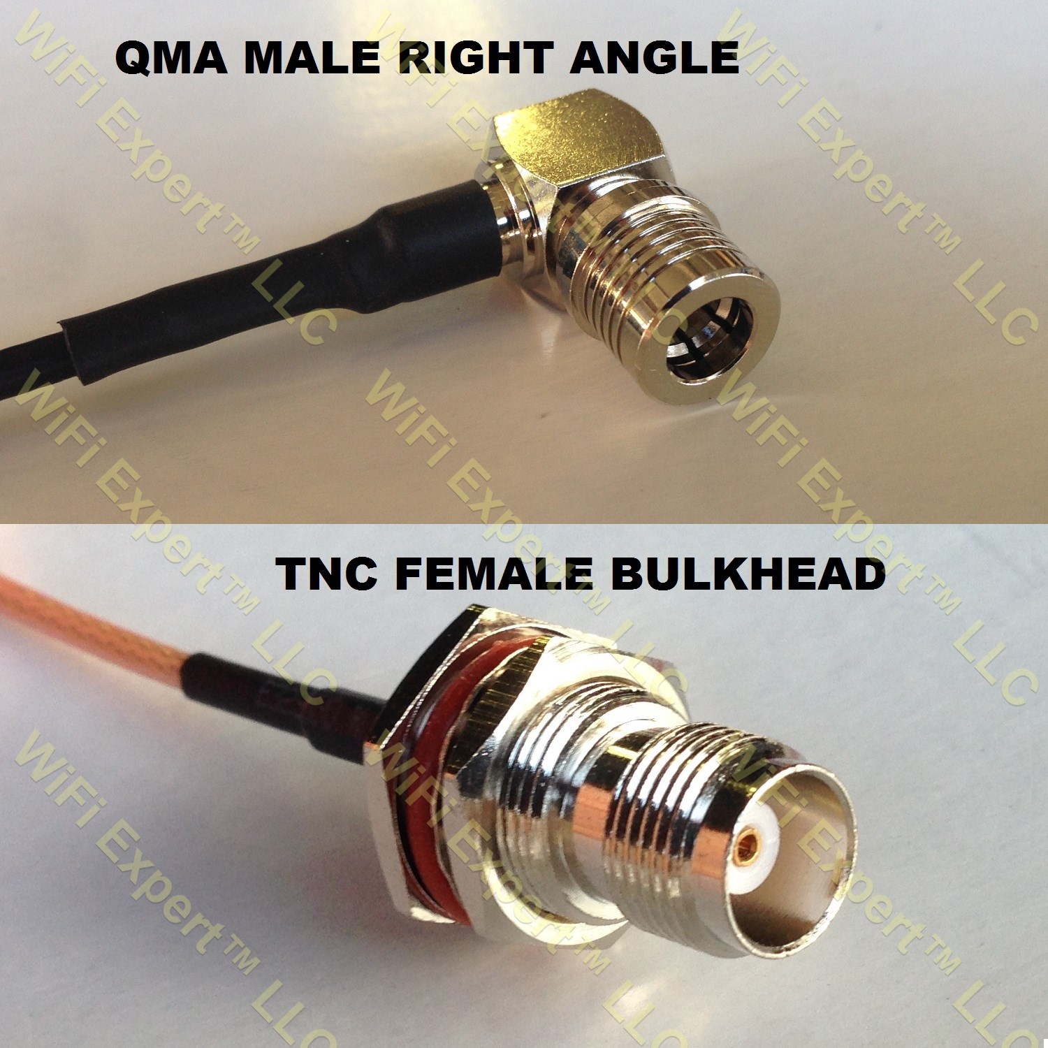 RG58 QMA MALE ANGLE to TNC FEMALE BULKHEAD Coaxial RF Pigtail Cable ...