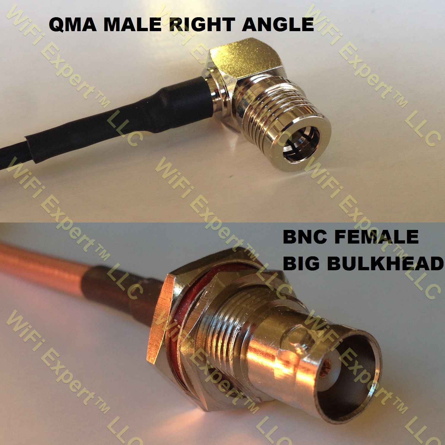 RG58 QMA MALE ANGLE to BNC FEMALE BIG BULKHEAD Coaxial RF Pigtail Cable ...