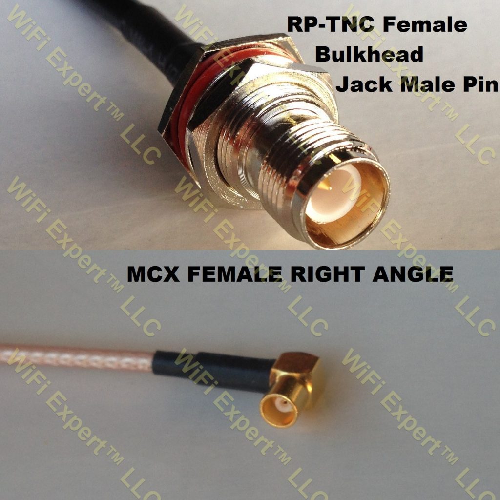 LMR100 RP-TNC FEMALE BULKHEAD to MCX FEMALE ANGLE Coaxial RF Pigtail ...