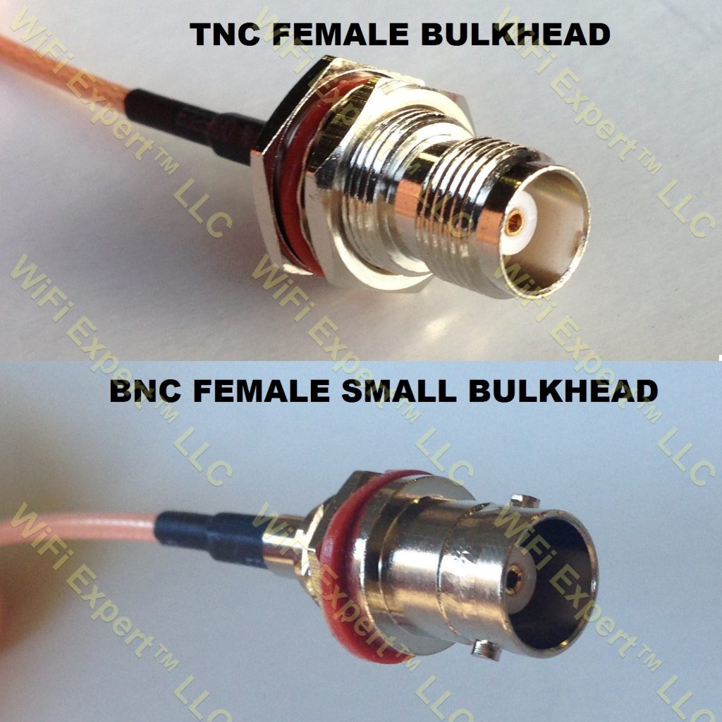LMR100 TNC FEMALE BULKHEAD to BNC FEMALE SM BULKHEAD Coaxial RF Pigtail ...