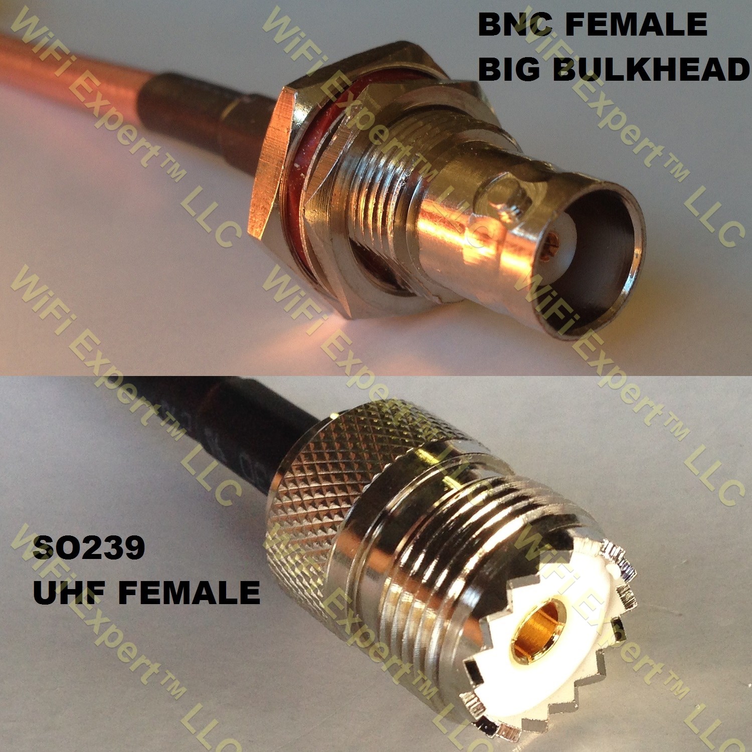 RG142 BNC FEMALE BIG BULKHEAD to SO239 UHF Female Coaxial RF Pigtail ...