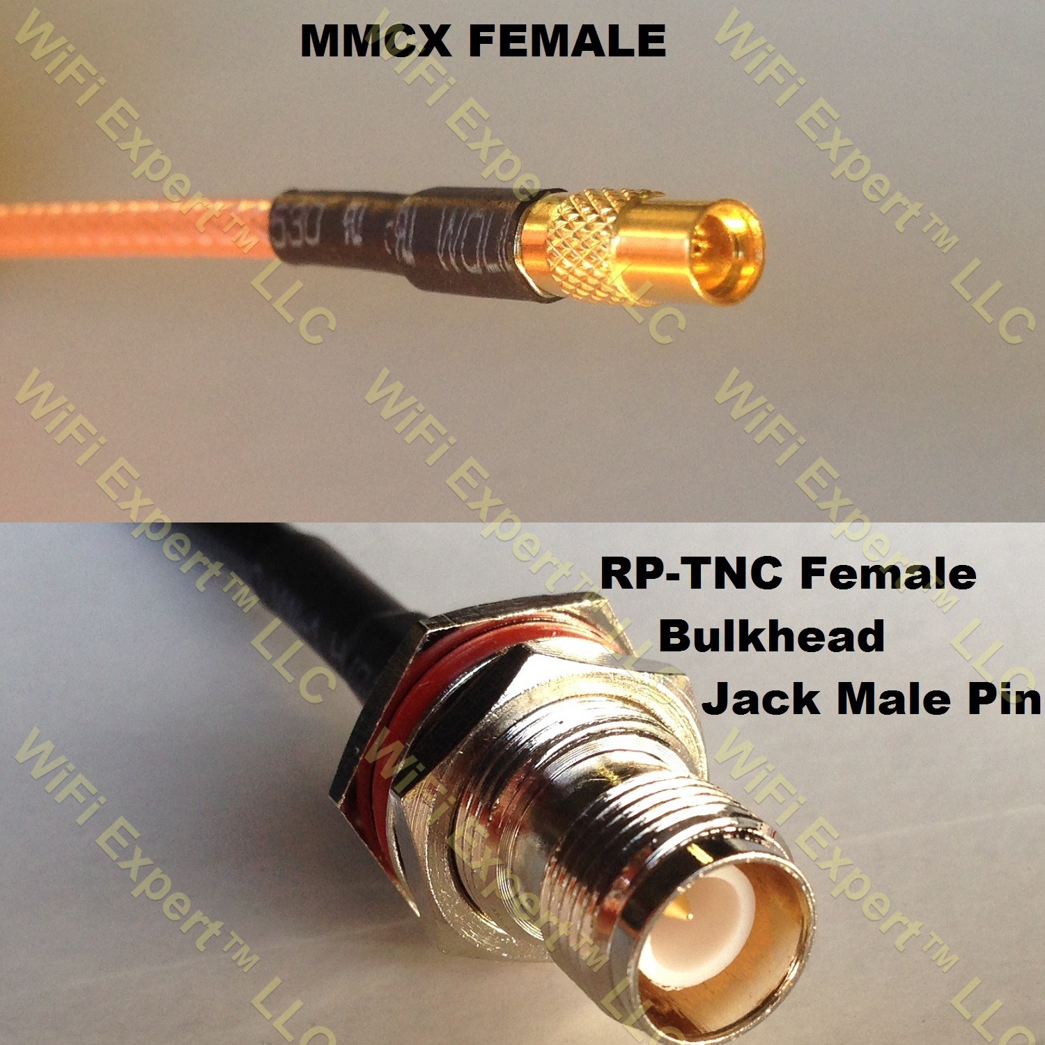 RG316 MMCX FEMALE to RP-TNC FEMALE BULKHEAD Coaxial RF Pigtail Cable ...
