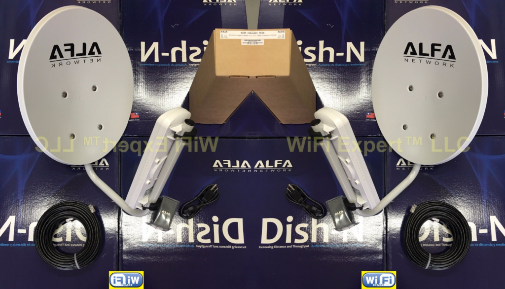 2 x ALFA WiFi DISH 22dBi Antn + N2S PoE Cat5e Outdoor Bridge SHARE YOUR ...