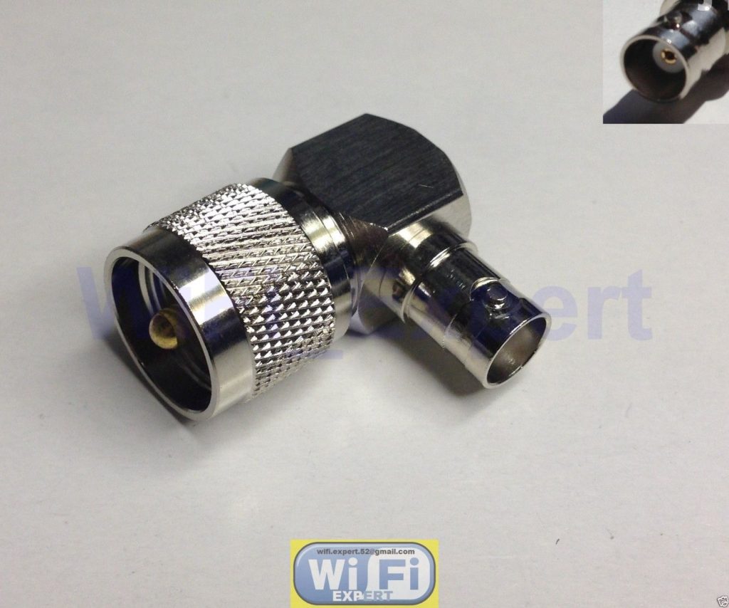 UHF PL259 PL-259 male to BNC female right angle 90° RF adapter ...