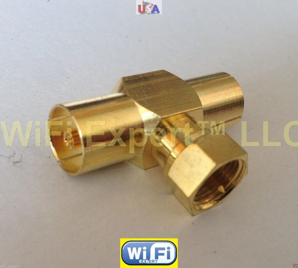 Gold F Type TV Male Jack to 2 DVB TV PAL Female Jack RF T 3 way adapter ...