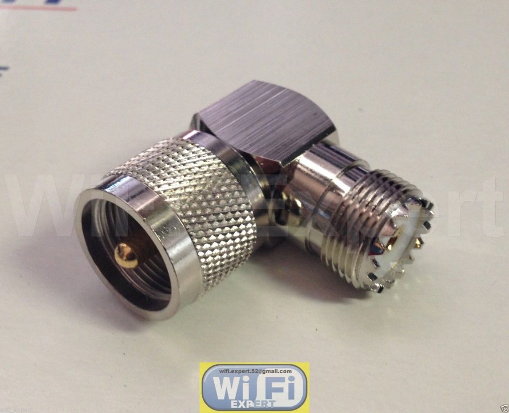 UHF male to female right angle elbow RF adapter PL-259 SO-239 ships ...
