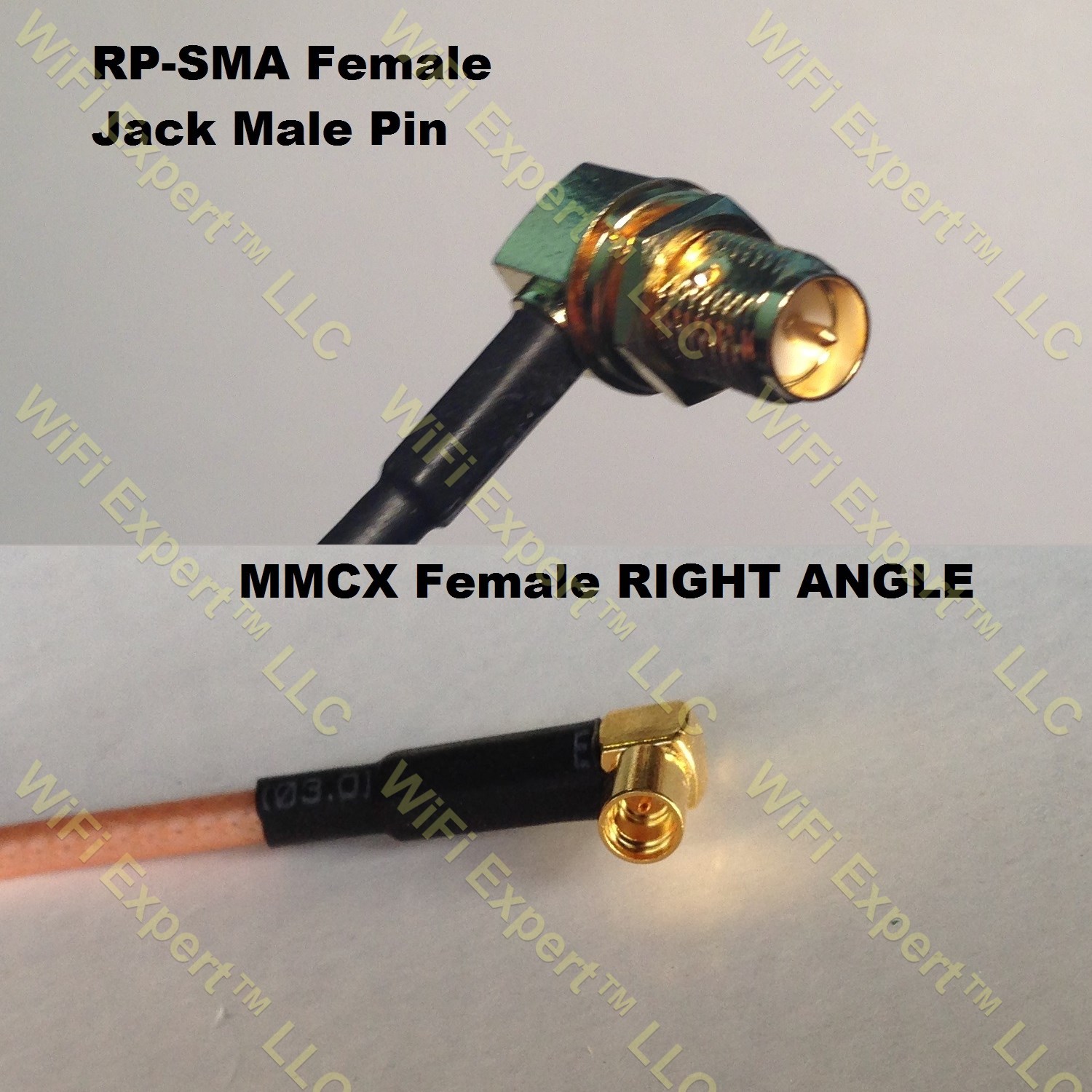 LMR100 RP-SMA FEMALE ANGLE to MMCX FEMALE ANGLE Coaxial RF Pigtail ...